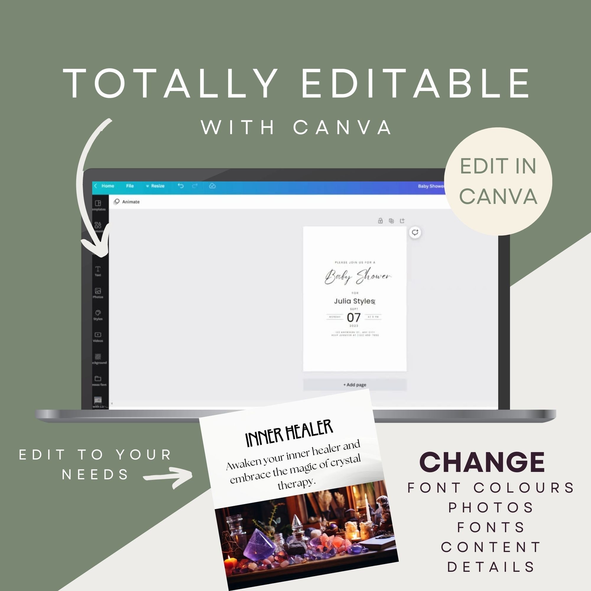 Canva Template Instagram Crystal, Spiritual Social Media, Mindful Media ...
