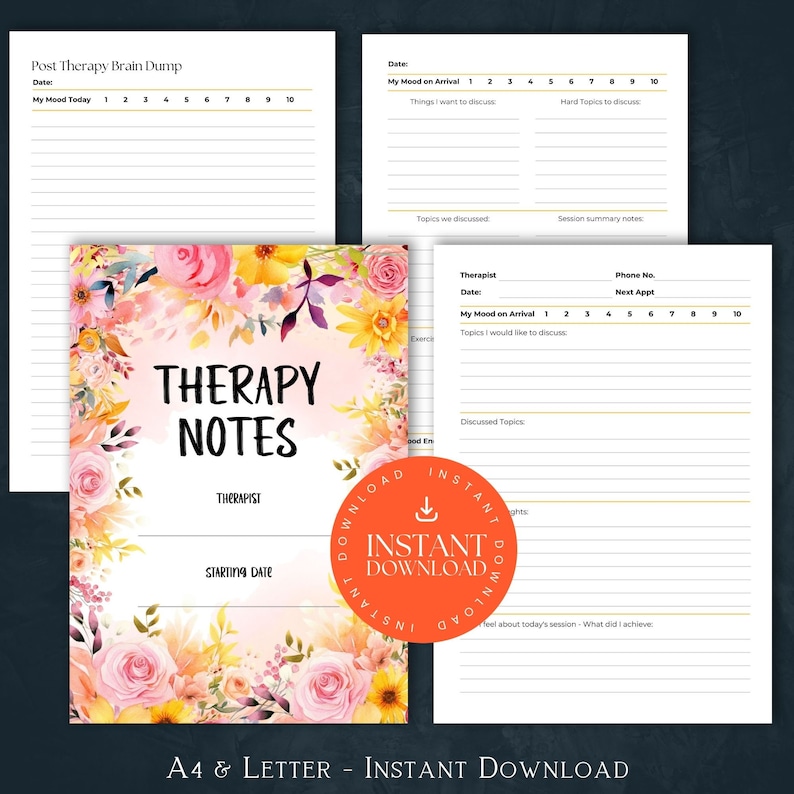 Therapy Notes Printable, Printable Therapist Notes, Mental Health ...