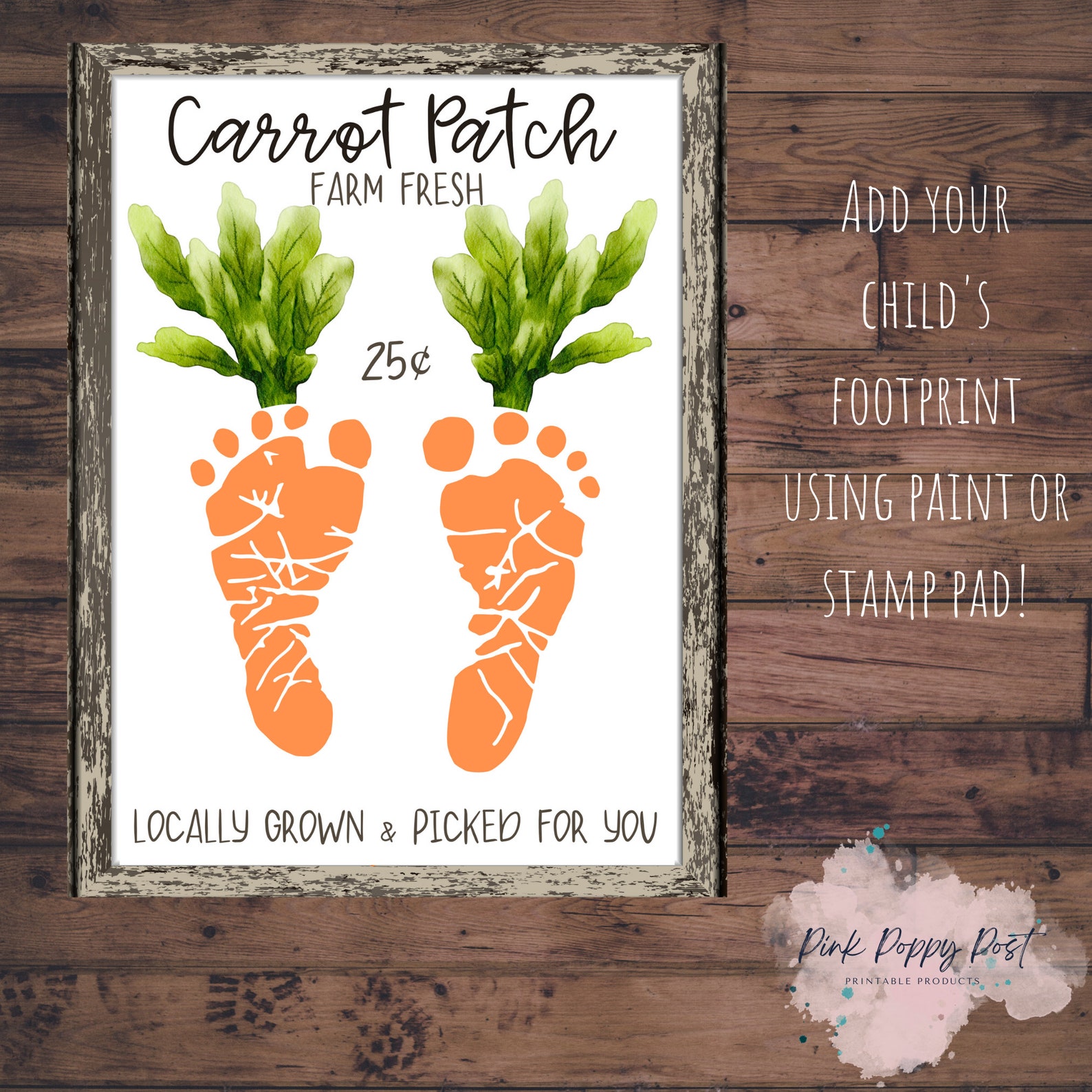 Easter Footprint Art, Carrot Patch Keepsake (PDF Pattern) - Etsy