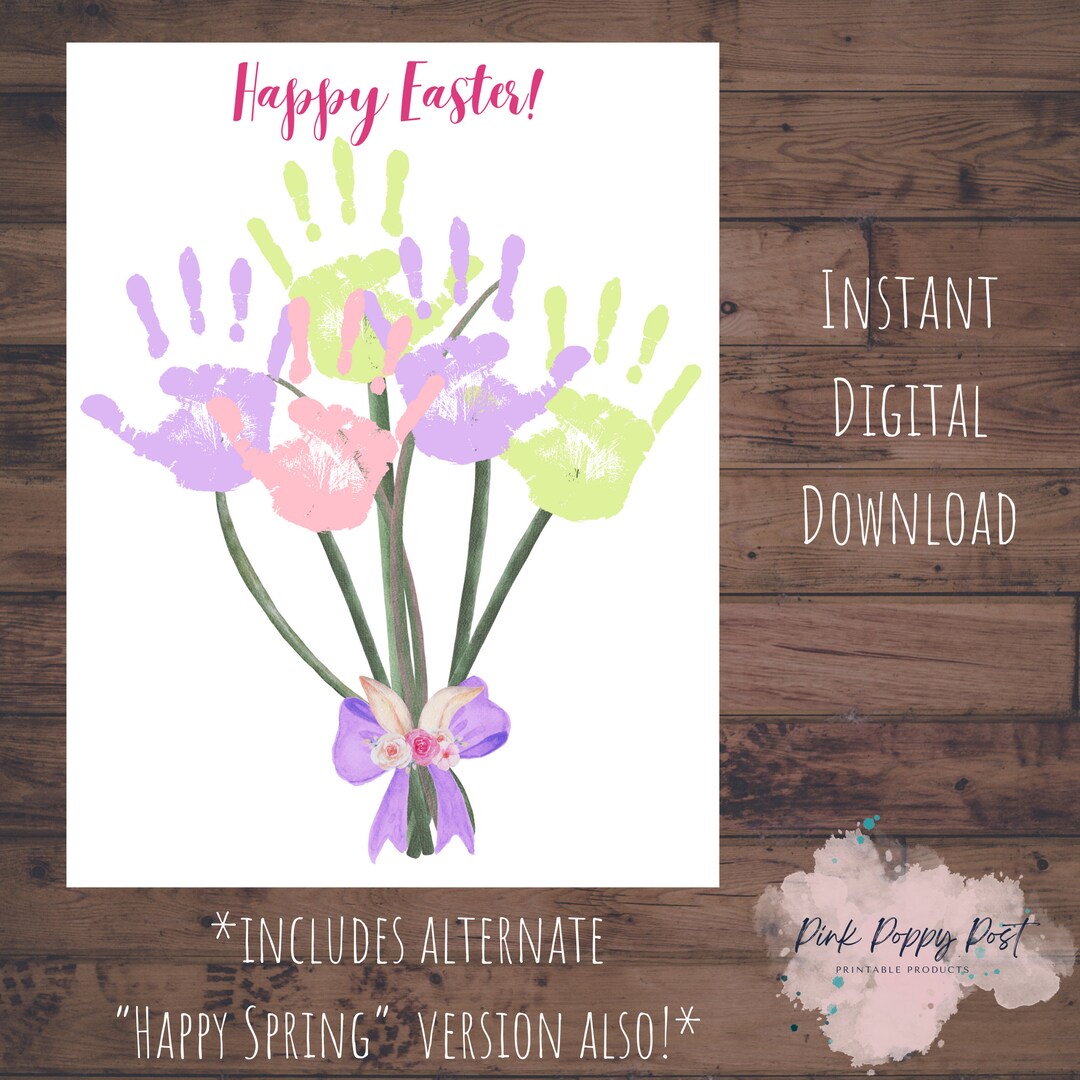 Easter/spring Flower Handprint Art, Spring Art, Happy Easter Craft for ...