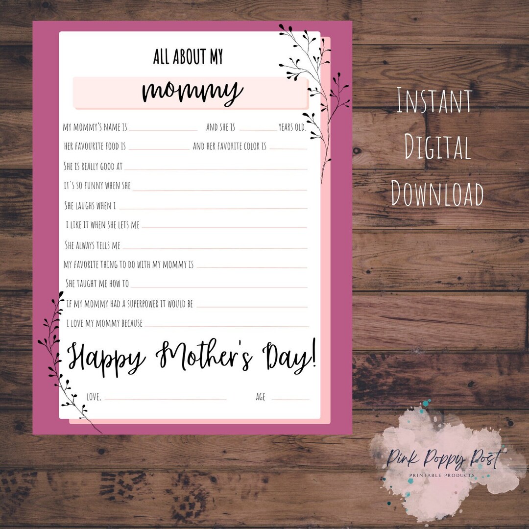 Mother's Day Printable - All About My Mommy - Etsy