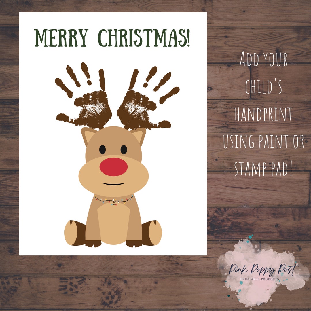 Christmas or Holiday Handprint Art, Easy Reindeer Craft for Kids ...