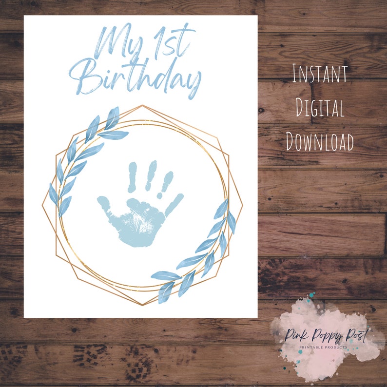 Birthday Handprint Keepsake Ages 1-10 - Birthday Artwork With Floral ...