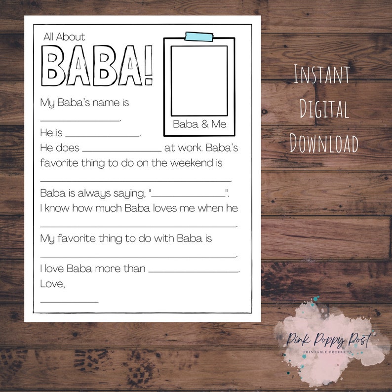 Father's Day Printable in Various Names All About My Dad/daddy/papa ...