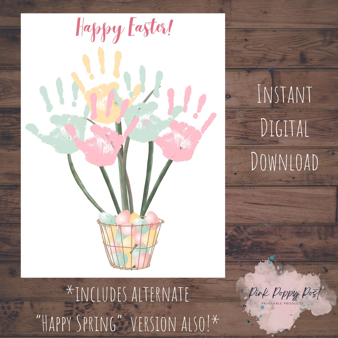 Easter/spring Flower Handprint Art, Spring Art, Happy Easter Craft for ...