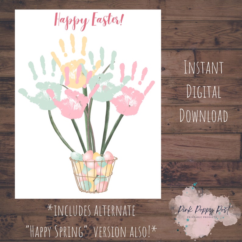 Easter/spring Flower Handprint Art, Spring Art, Happy Easter Craft for ...