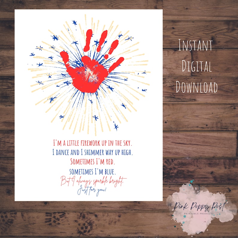 Independence Day Fourth of July Firework Handprint Art, Fourth of July ...