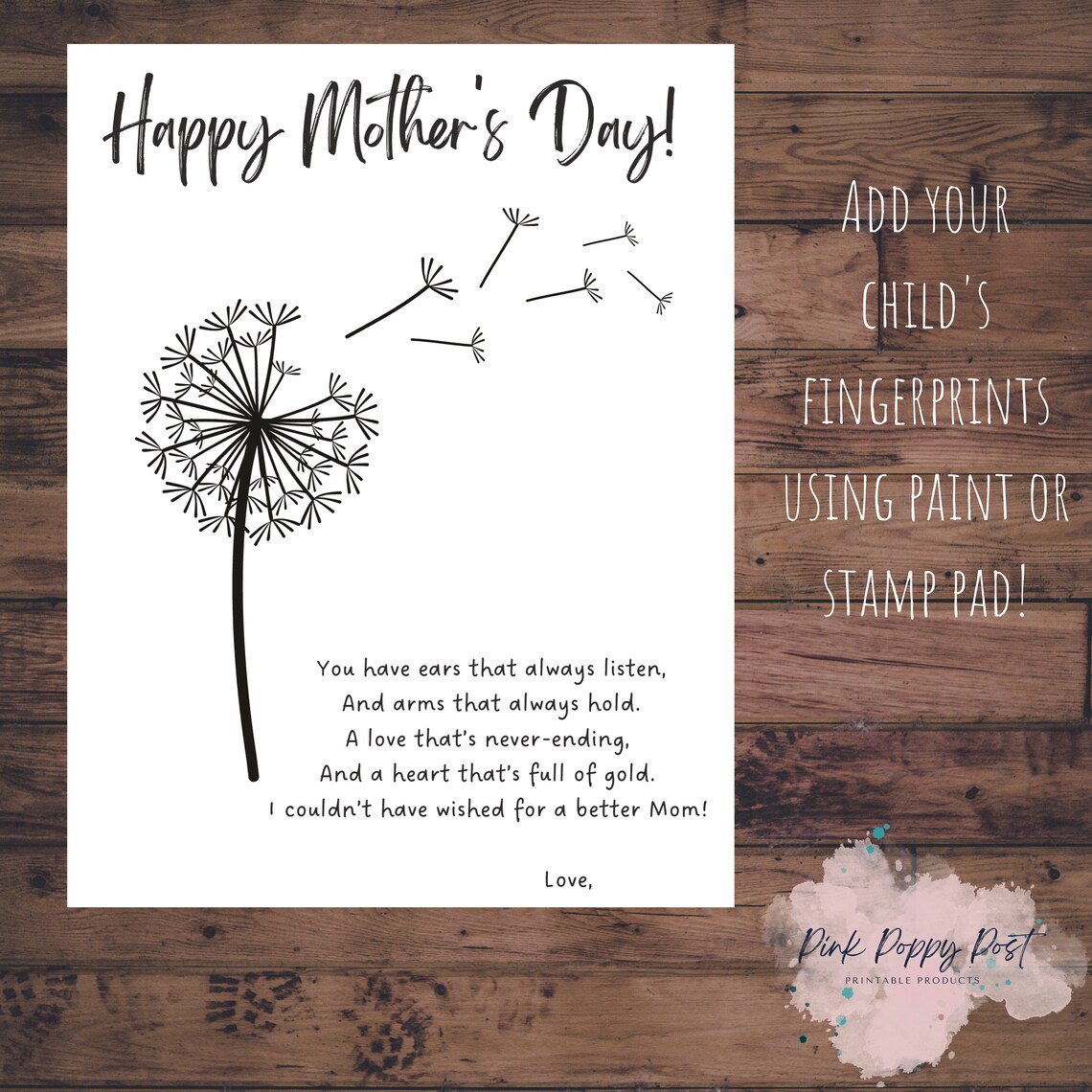Mother's Day Fingerprint Craft. DIY Mother's Day Gift - Etsy