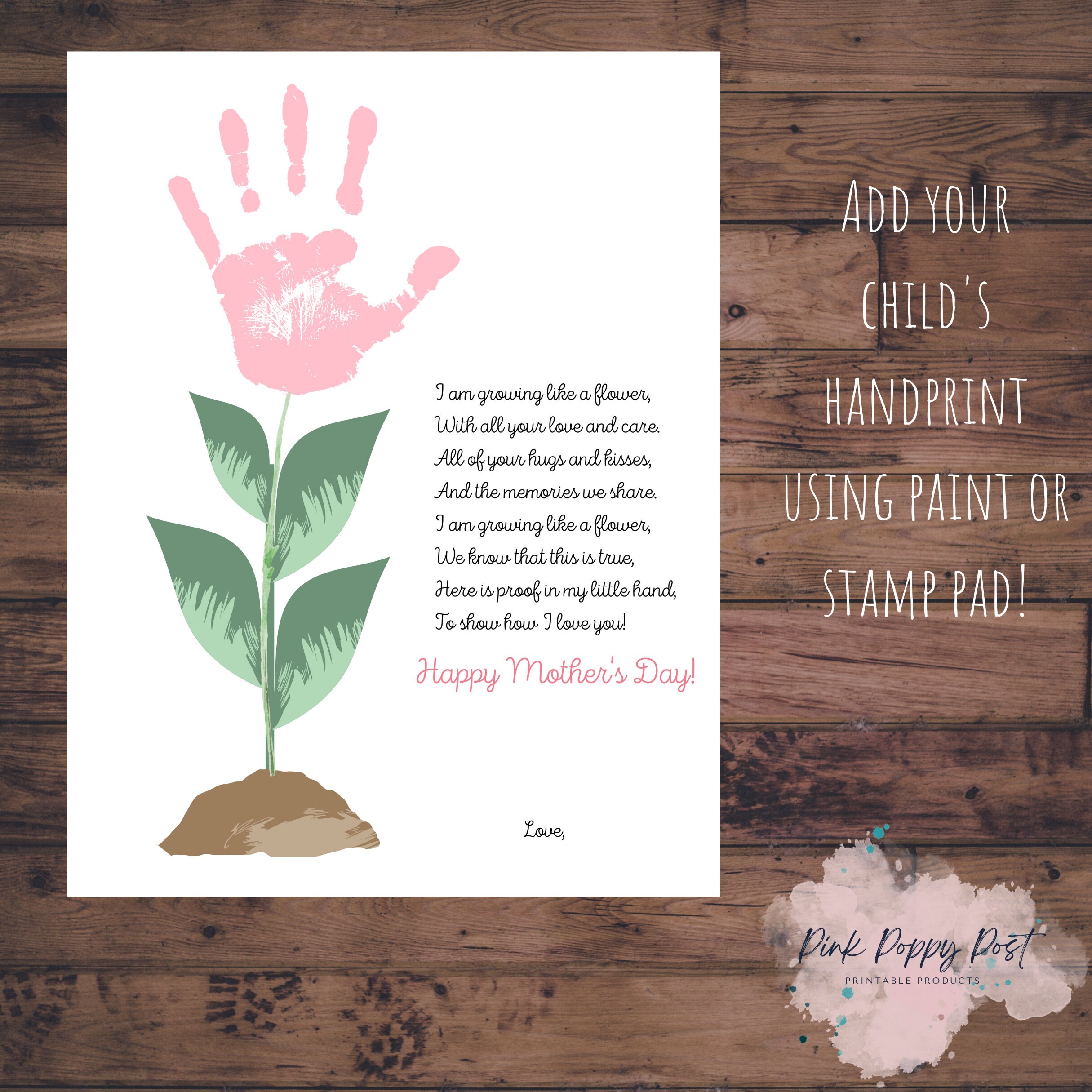 Mother's Day Keepsake Handprint Art Easy Mother's - Etsy