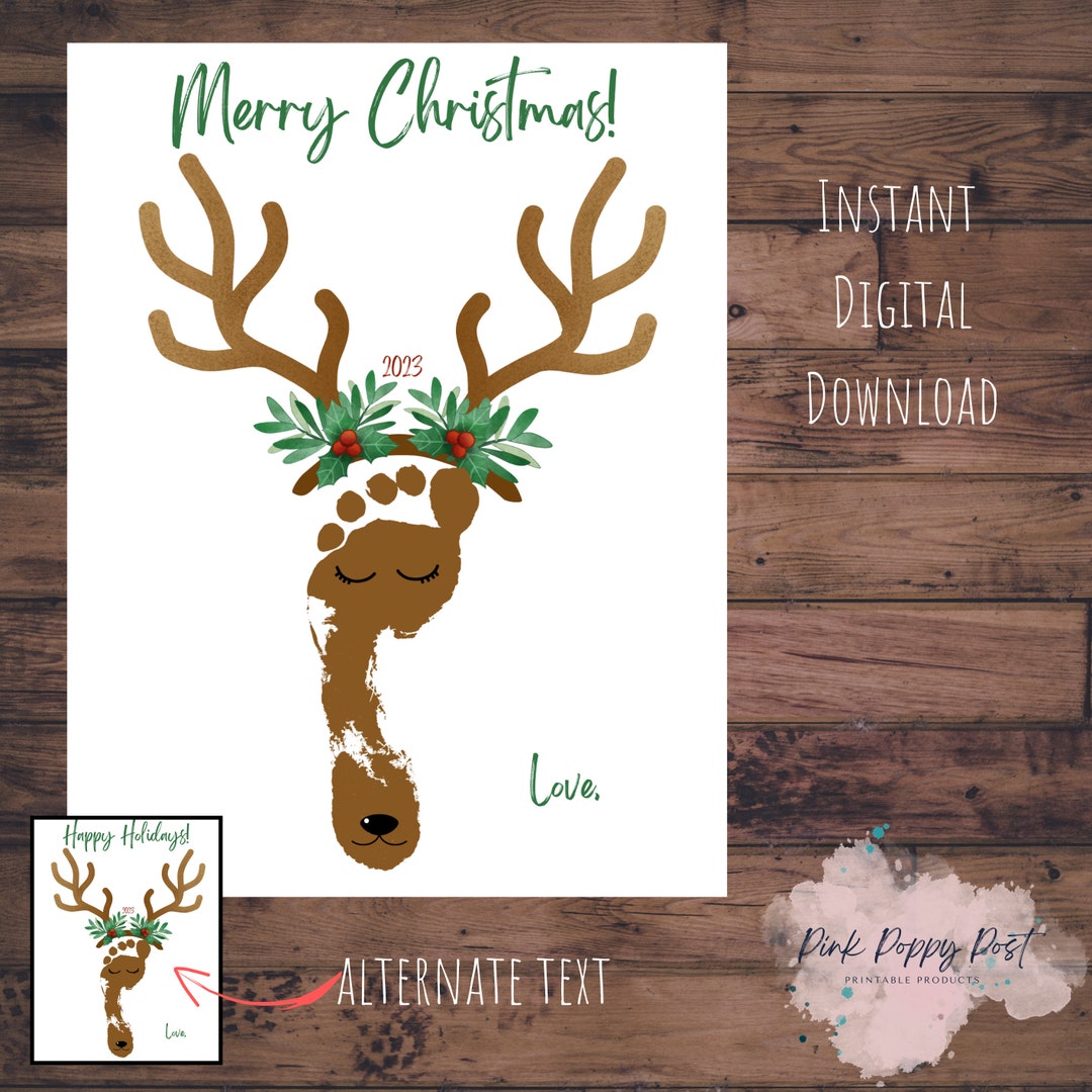 Christmas or Holiday Footprint Art, Easy Reindeer Craft for Kids ...