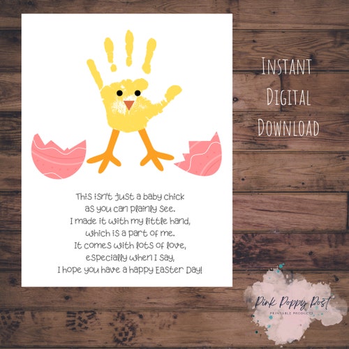 Baby Chick Easter Handprint Art Spring Art Happy Easter - Etsy