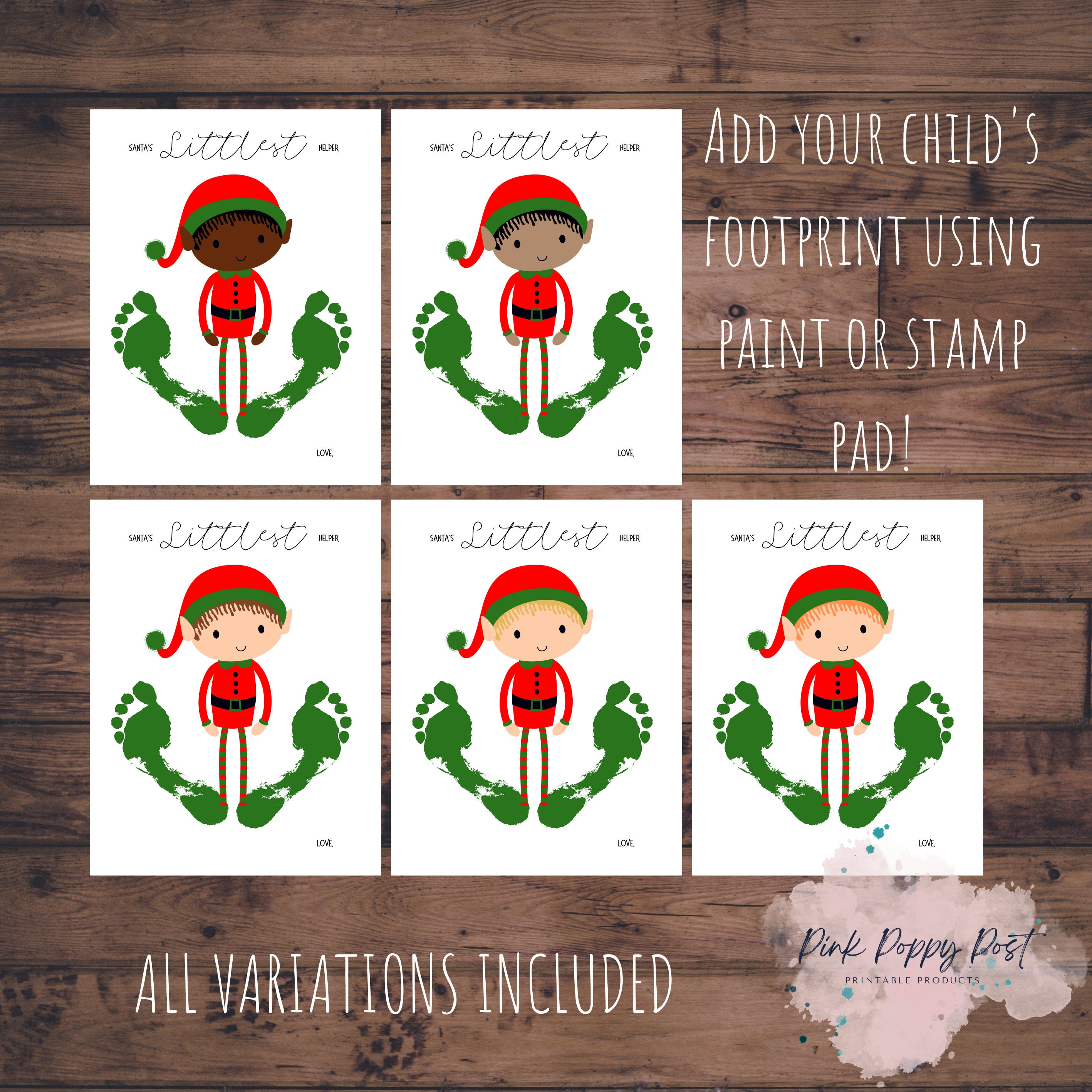 Christmas Footprint Elf Craft, Multicultural Keepsake Art (PDF) - Etsy