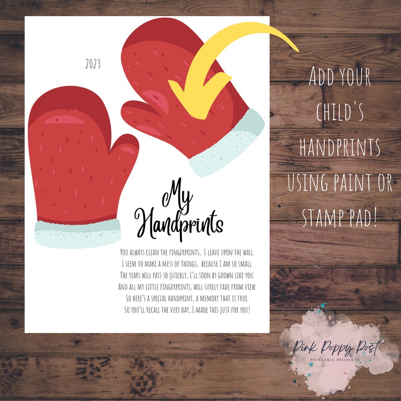 Christmas or Holiday Handprint Art With Poem, Easy Mitten Craft for ...