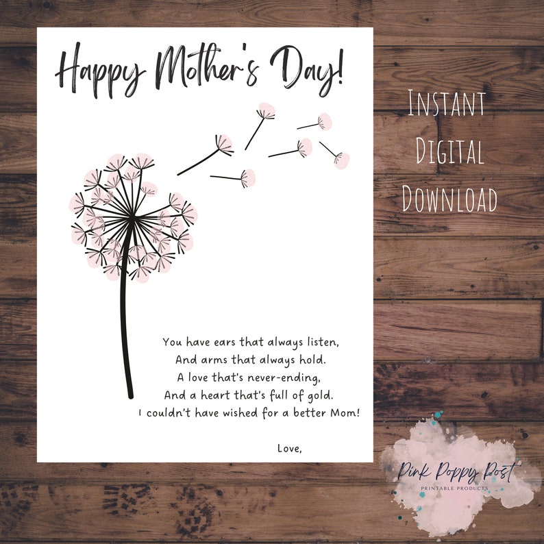 Mother's Day Fingerprint Craft. DIY Mother's Day Gift - Etsy