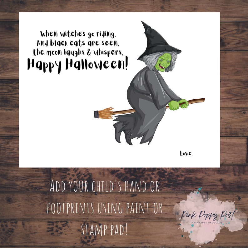 Halloween Witch Handprint Art, DIY Craft, Keepsake (PDF Pattern) - Etsy