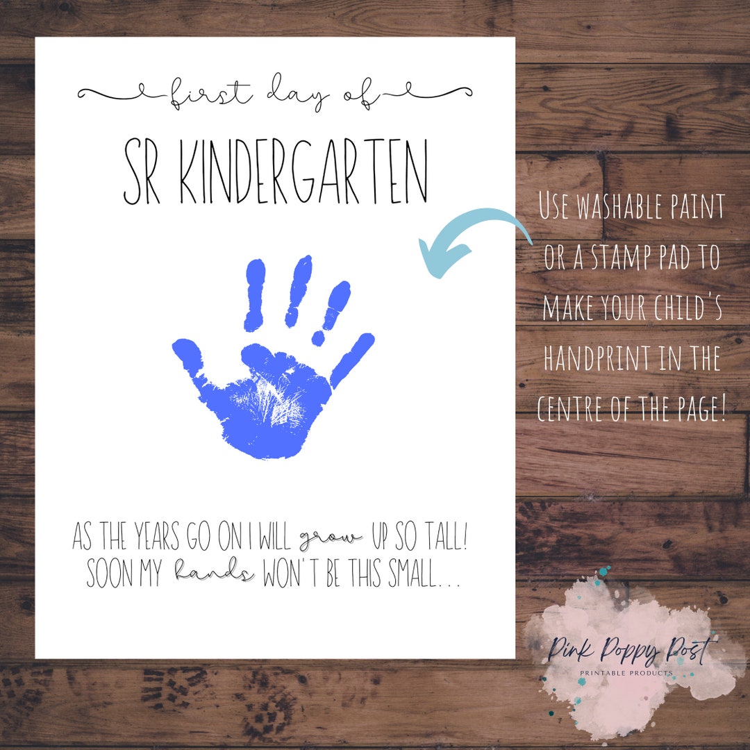 Senior Kindergarten Handprint Keepsake, First Day of School Memory (PDF ...