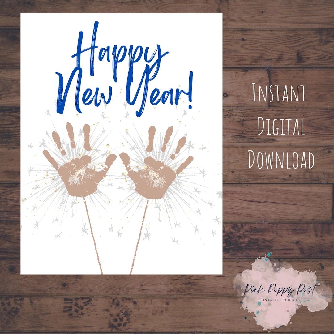 New Years Handprint Art, DIY Keepsake Gift (PDF Pattern) - Etsy Australia
