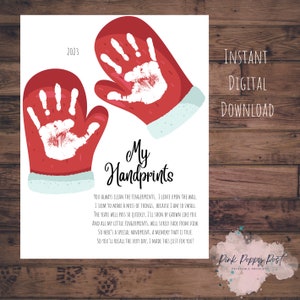 Christmas or Holiday Handprint Art With Poem, Easy Mitten Craft for ...