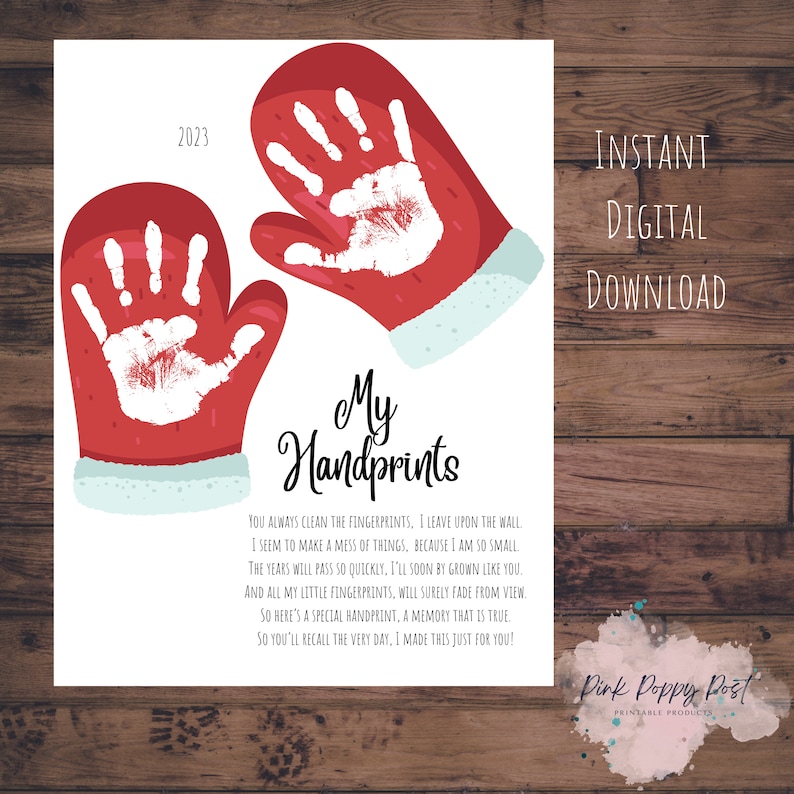 Christmas or Holiday Handprint Art With Poem, Easy Mitten Craft for ...
