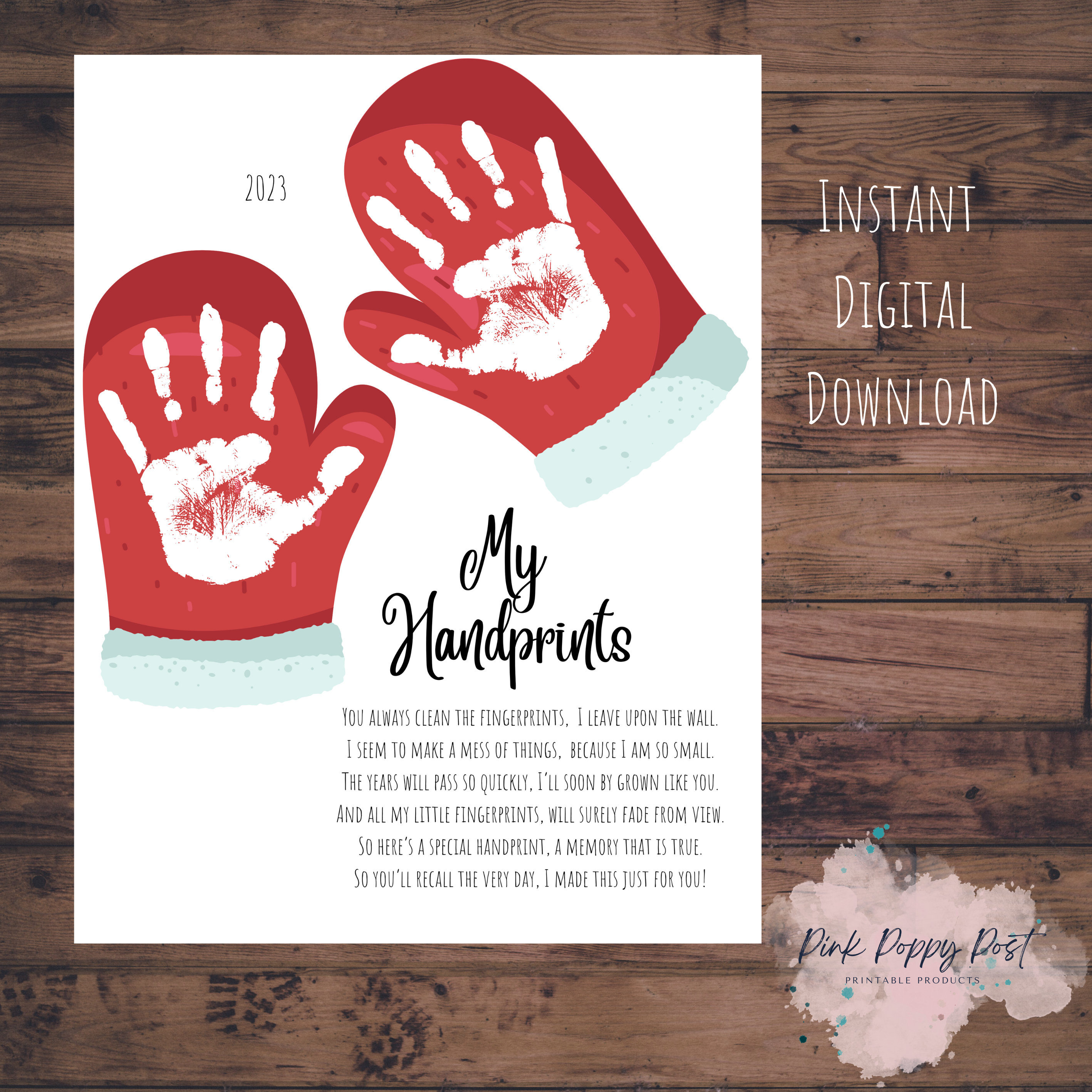 Christmas or Holiday Handprint Art With Poem, Easy Mitten Craft for ...