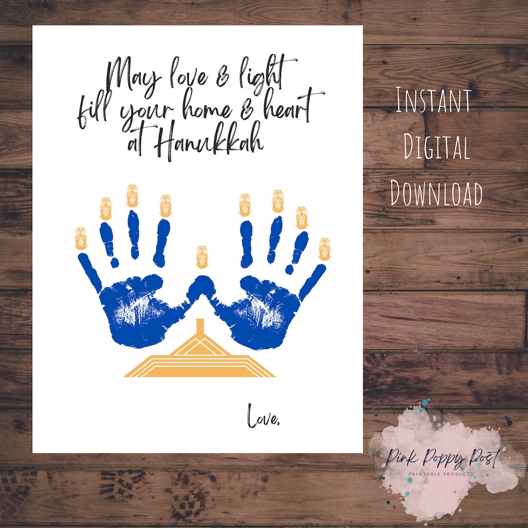 Hanukkah Handprint Menorah Art, DIY Craft for Kids (PDF Pattern) - Etsy