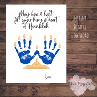 Hanukkah Chanukah Handprint Fingerprint Art Craft | Happy Hanukkah Card ...