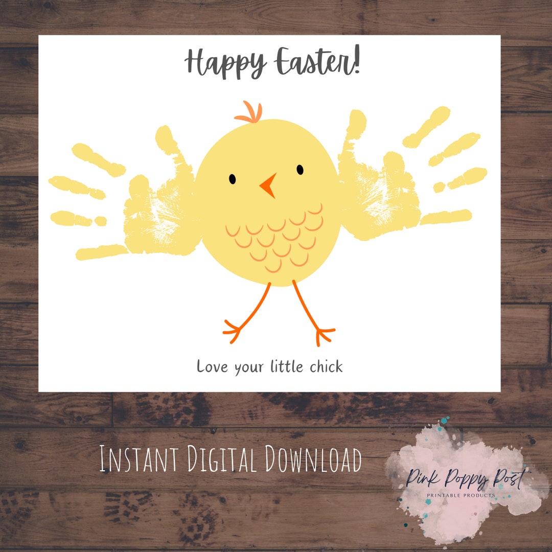 Baby Chick Easter Handprint Art, DIY Spring Craft (digital Only) - Etsy