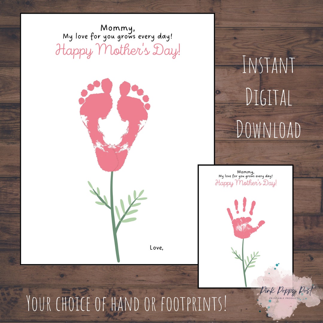Mother's Day Keepsake, Handprint or Footprint Art, Easy Mother's Day ...