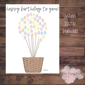Birthday Fingerprint Art, Homemade Birthday Keepsake, Perfect Birthday ...