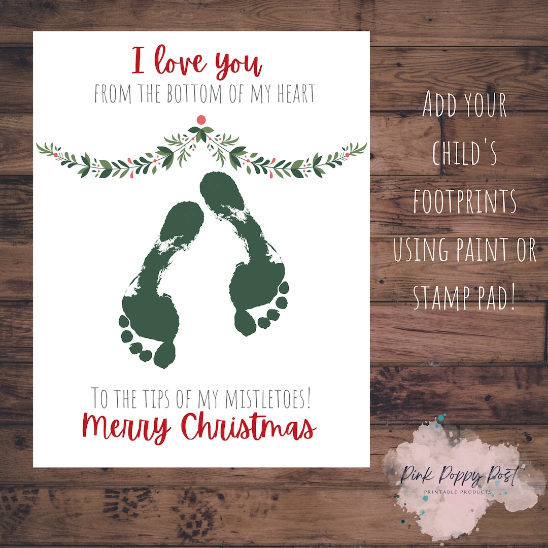 Christmas Mistletoe Footprint Art, DIY Christmas Craft, Tips of My ...
