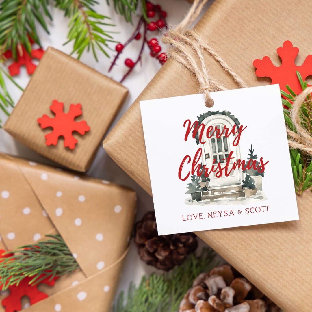Personalized Holiday Gift Tag - Custom Holiday Gift Tag - Watercolor ...