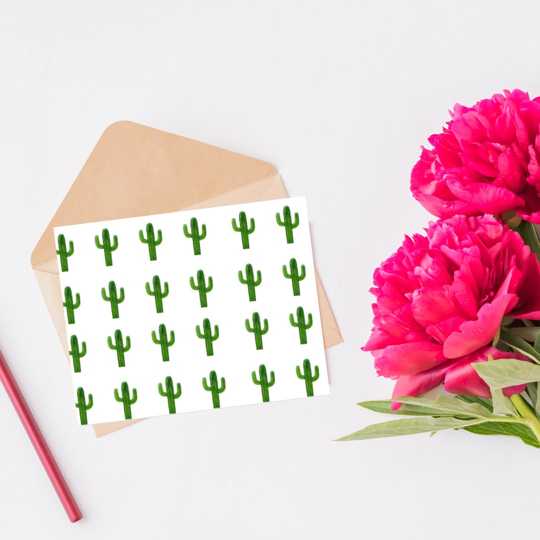 Blank Cactus Card - Thank You Cactus Note - Cacti All Over Card ...