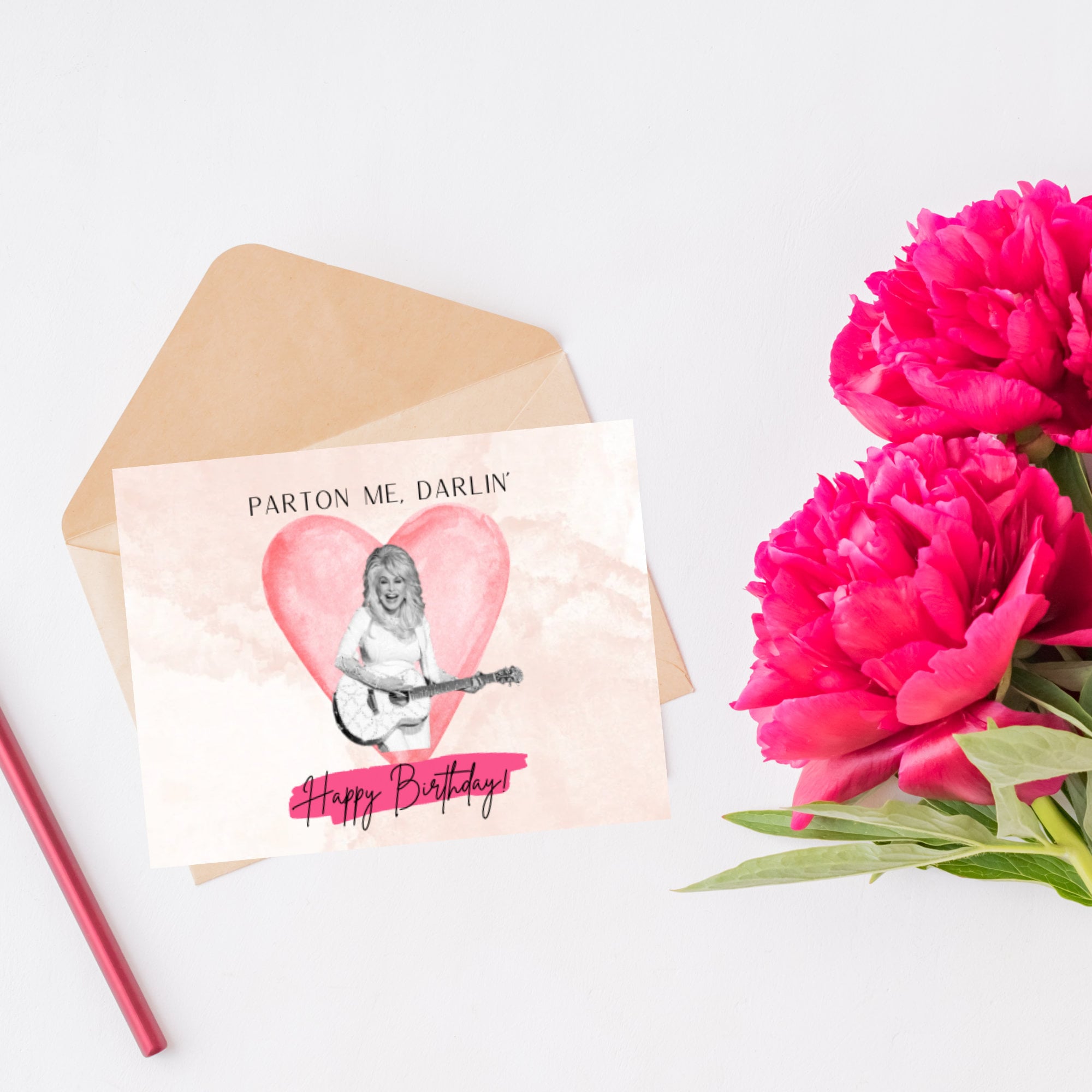 Pink Parton Me Darlin' Happy Birthday Card - Dolly Parton Birthday Card ...