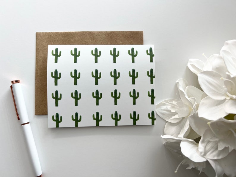 Blank Cactus Card - Thank You Cactus Note - Cacti All Over Card ...