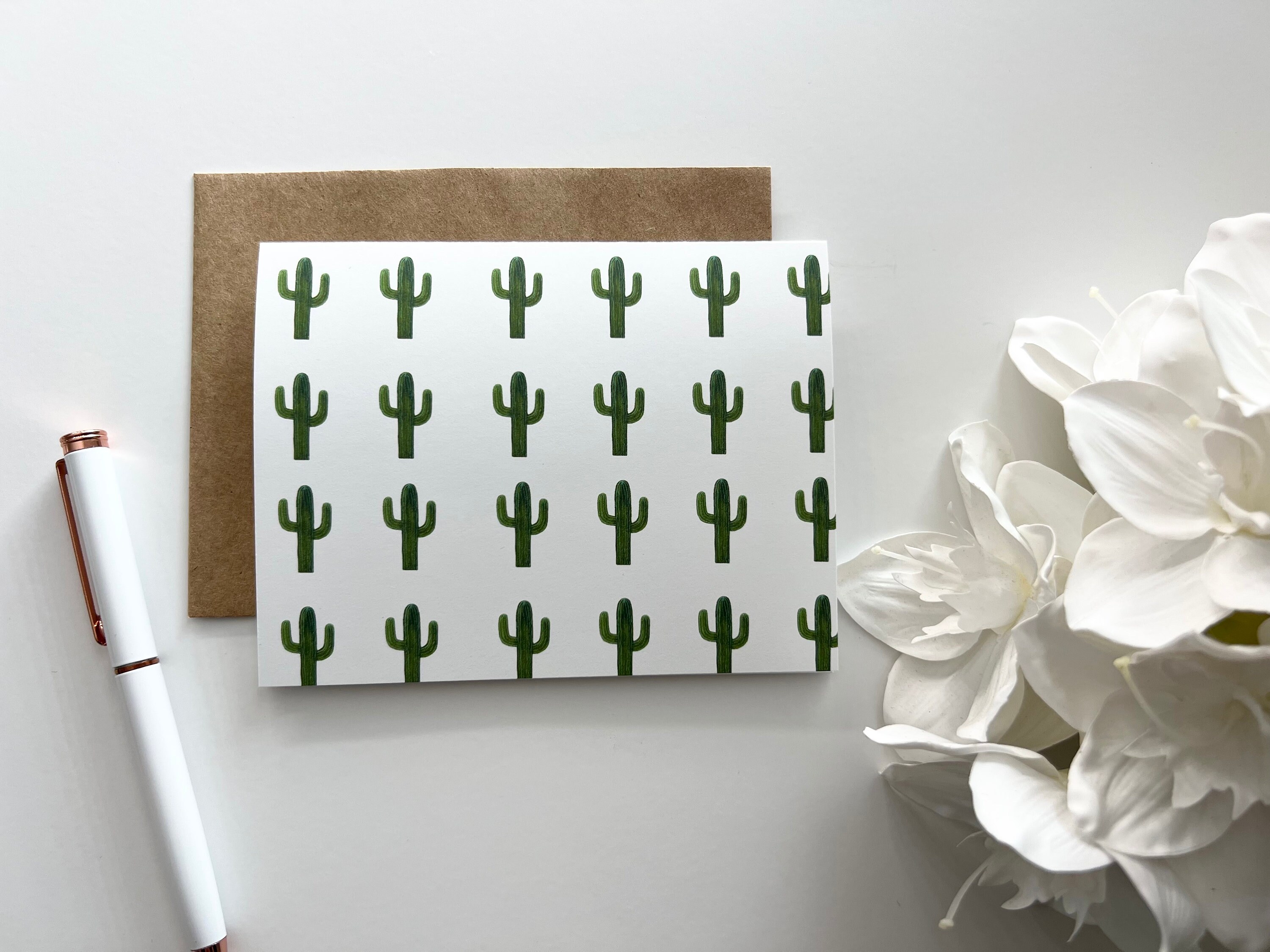 Blank Cactus Card Thank You Cactus Note Cacti All Over Card Desert Card ...