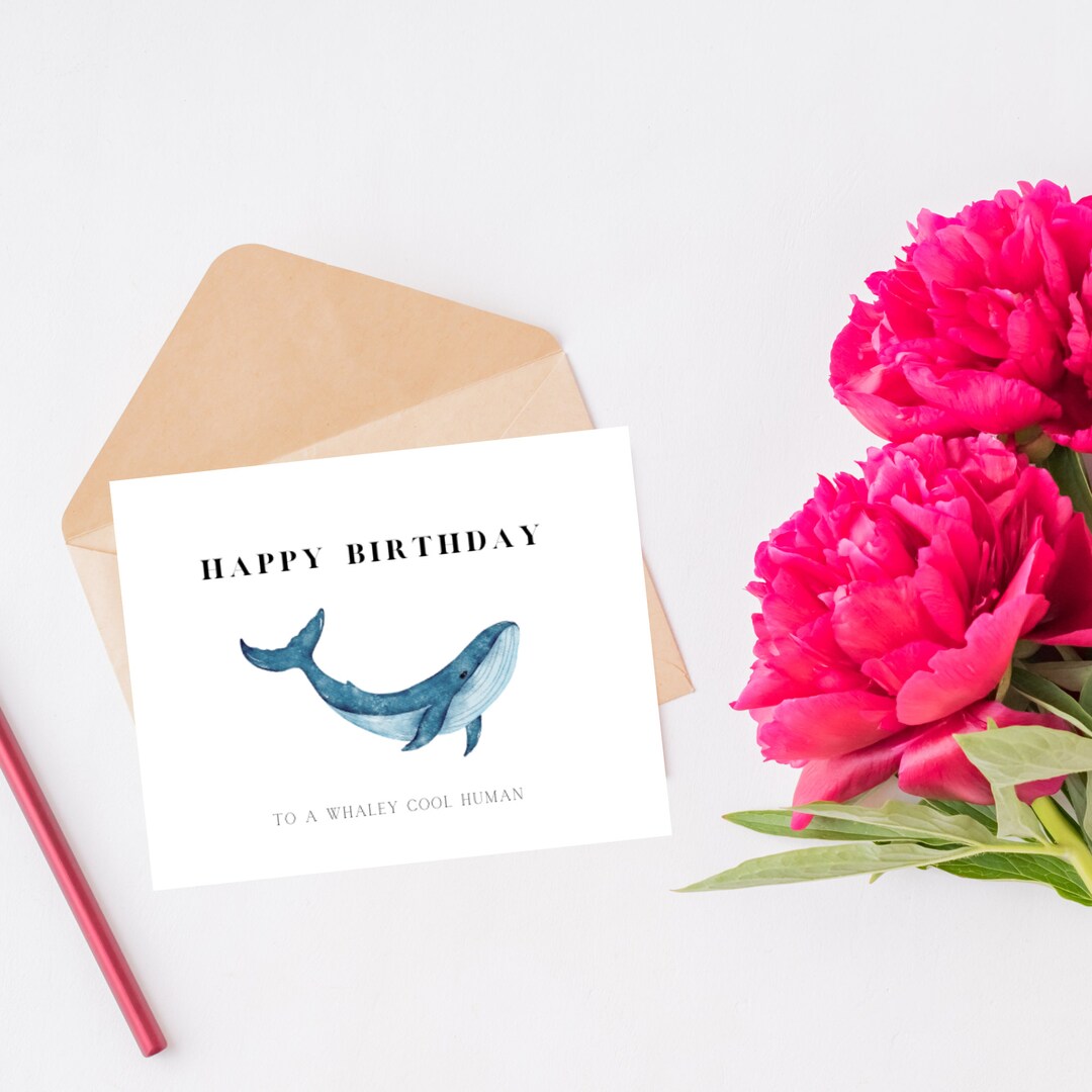Whale Birthday Card - Humpback Whale Birthday Card - Greeting Card for ...