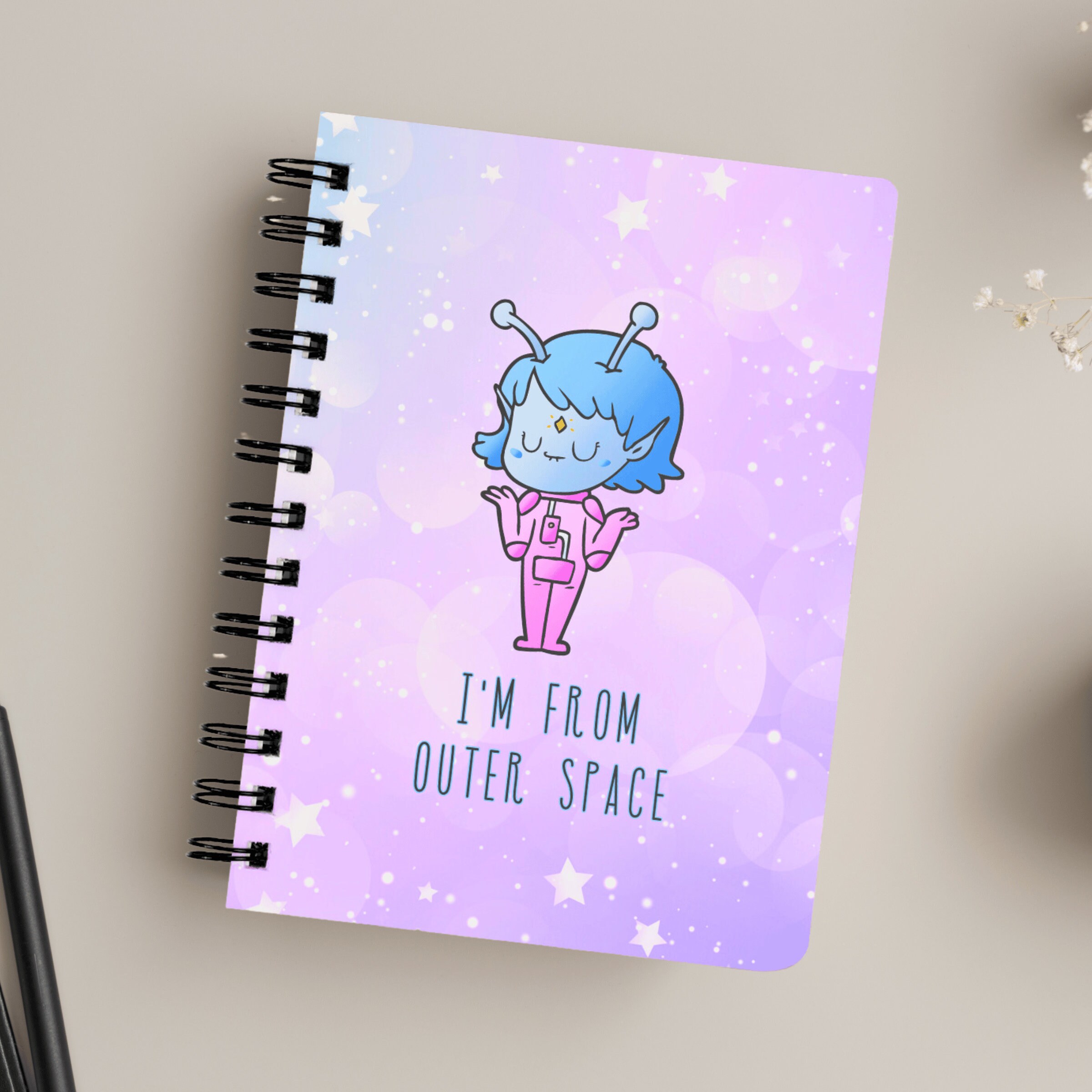 Extraterrestrial Girl I'm From Outer Space Spiral Notebook Cute Alien ...