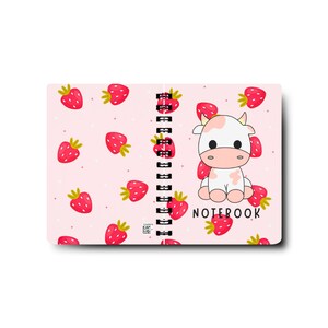 Strawberry Cow Spiral Notebook Spiralbound Journal Cute Adorable Cow ...