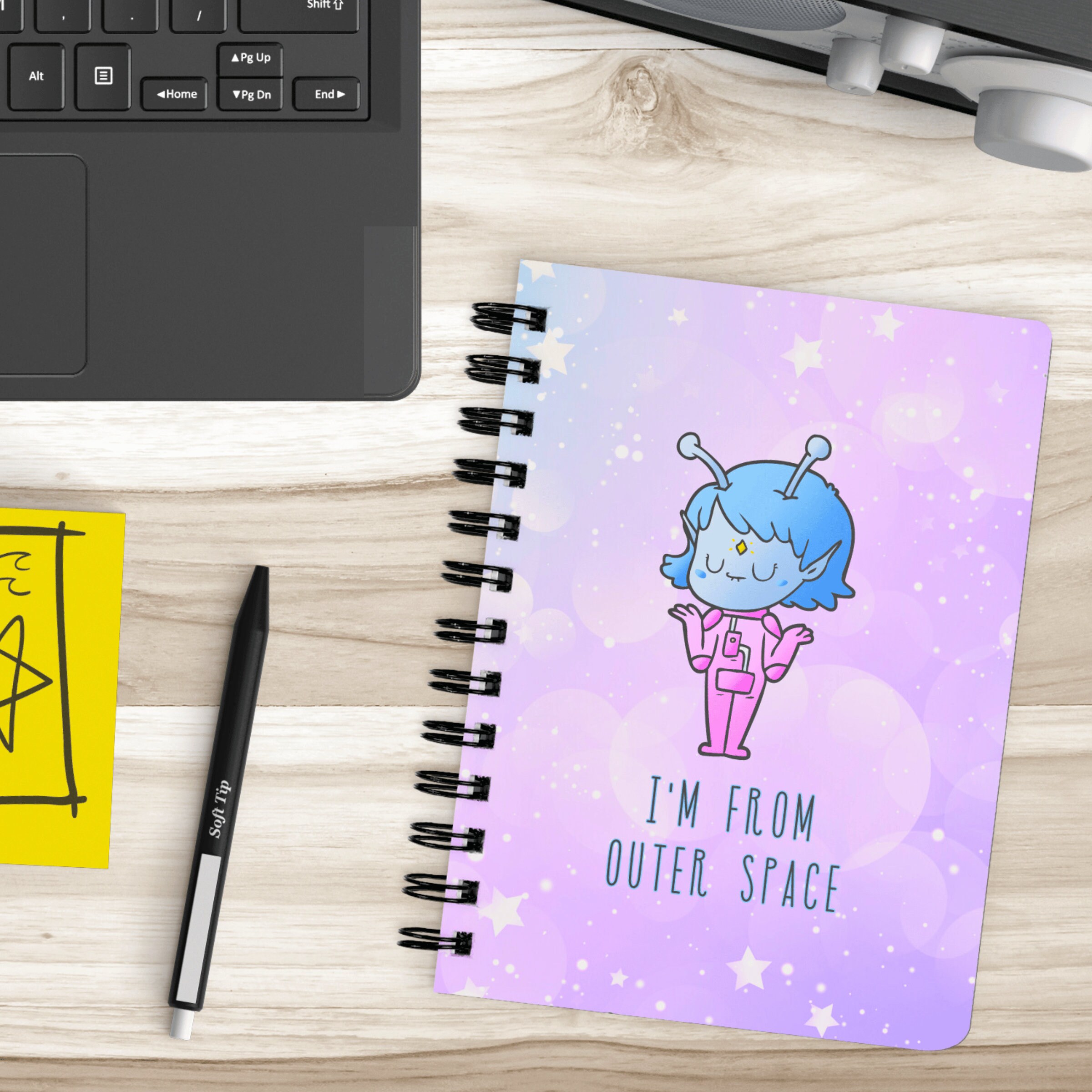 Extraterrestrial Girl I'm From Outer Space Spiral Notebook Cute Alien ...
