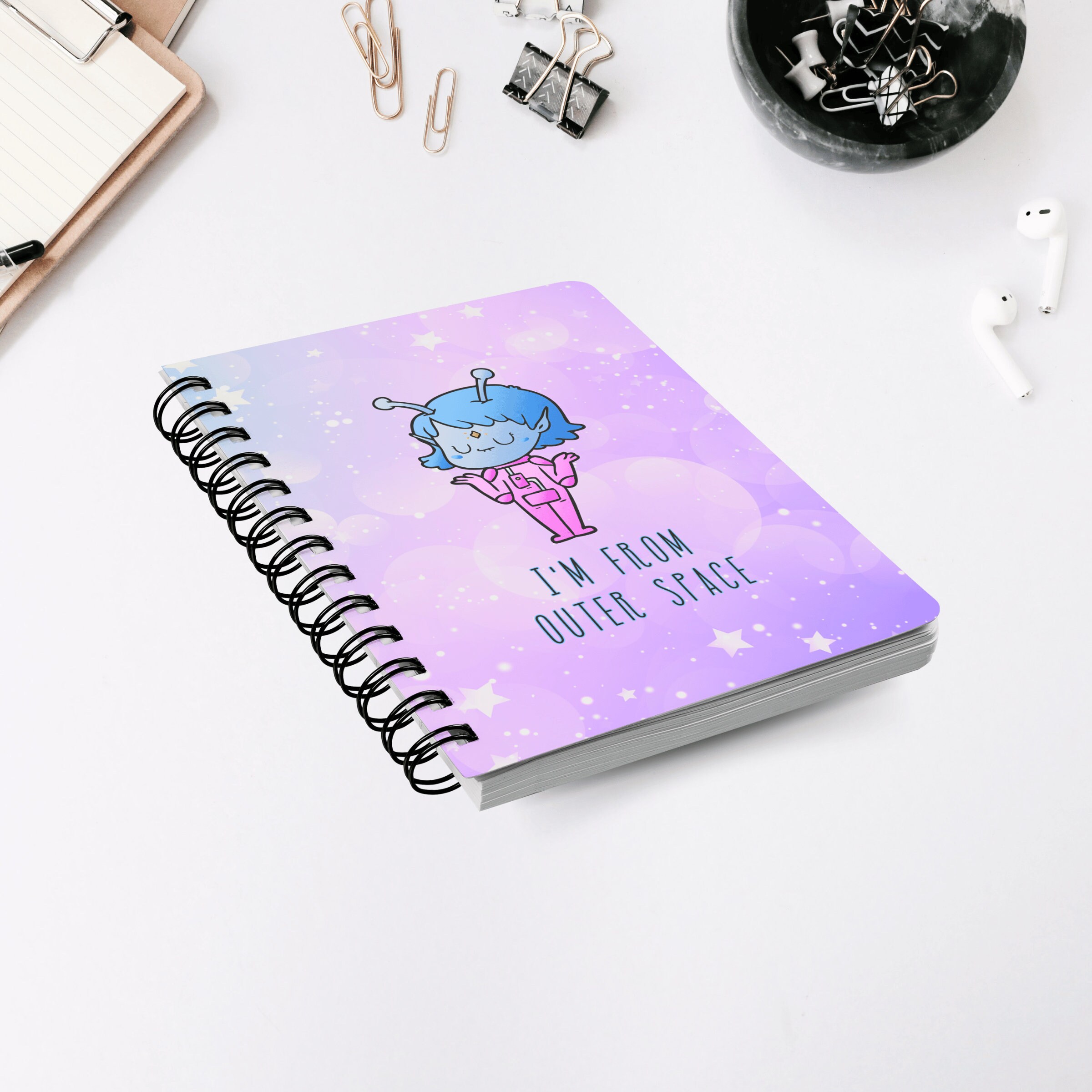 Extraterrestrial Girl I'm From Outer Space Spiral Notebook Cute Alien ...