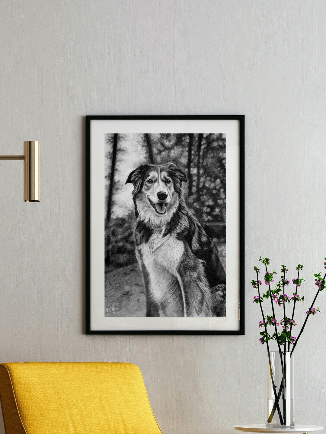 Custom Pet Portrait Charcoal Drawing. Personalised Art and Gift ...