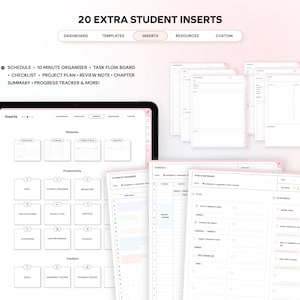 12 Student Digital Notebooks Bundle, Minimalist Note Paper Hyperlinked ...