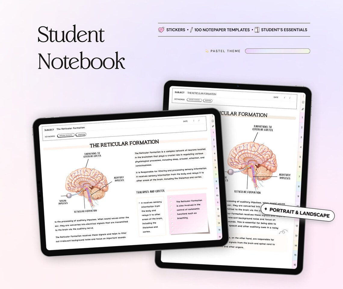 Student Digital Notebook Bundle Hyperlinked Notetaking Templates for ...