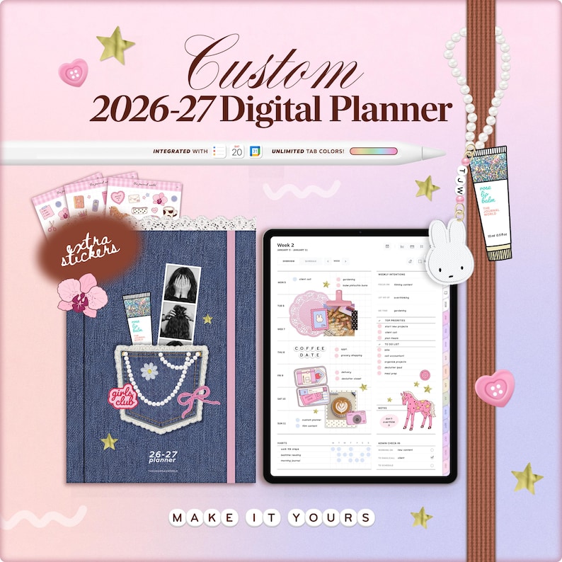2026-27 Custom Digital Life Work iPad Planner for Goodnotes, Notability ...