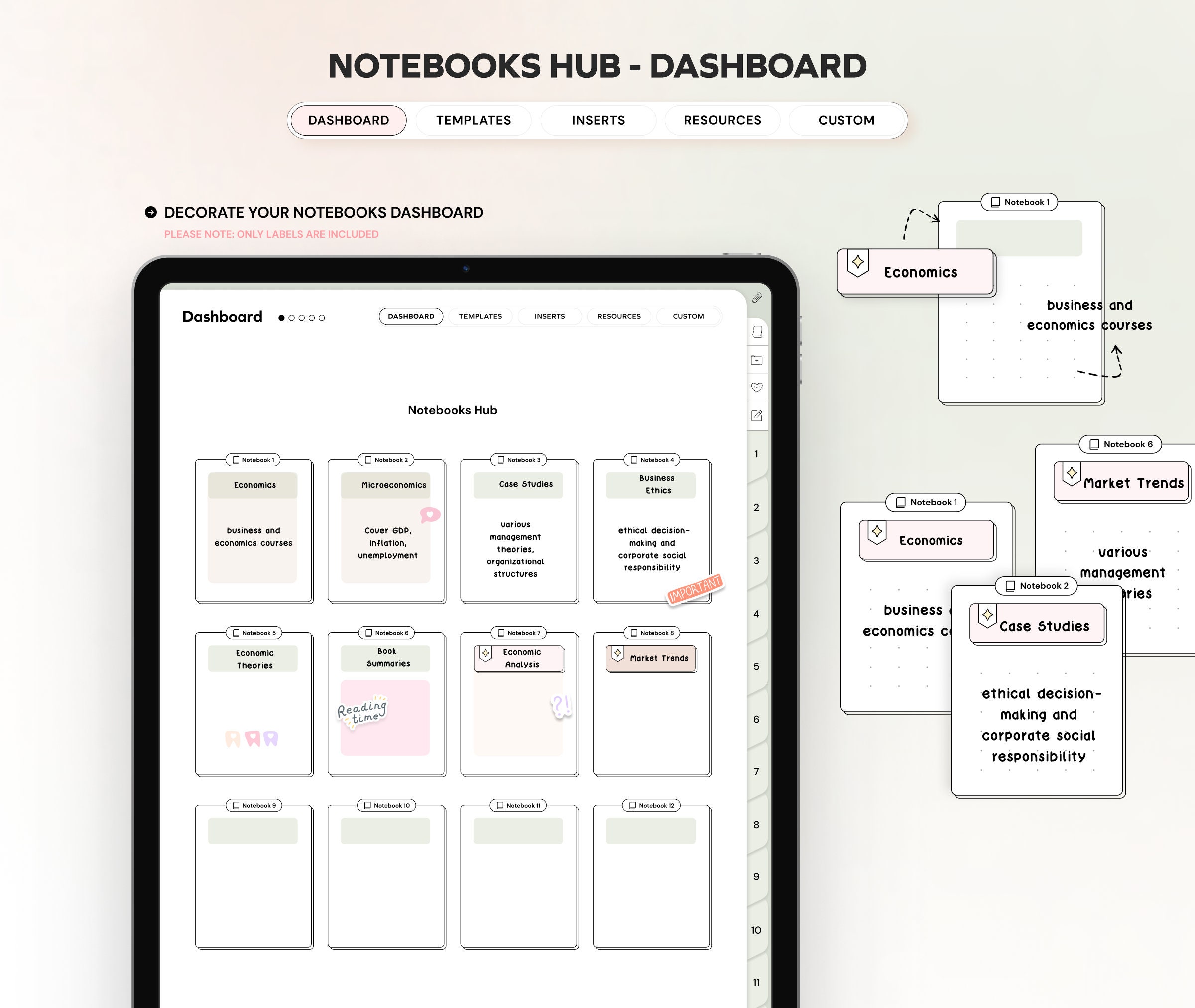 Student Digital 12 Notebooks in 1, Hyperlinked Notetaking Bundle ...
