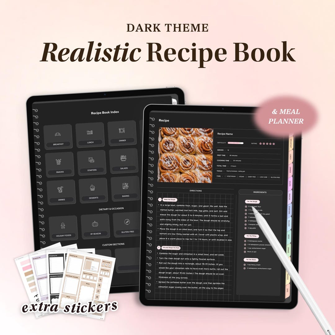 Digital Recipe Book for Ipad, Goodnotes Recipe Book Template, Recipe ...