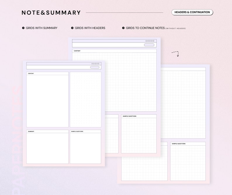 Digital Notepaper Student Notes Templates for Goodnotes Noteshelf ...