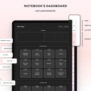 Student Digital Notebook Dark Mode, Hyperlinked Notetaking Templates ...