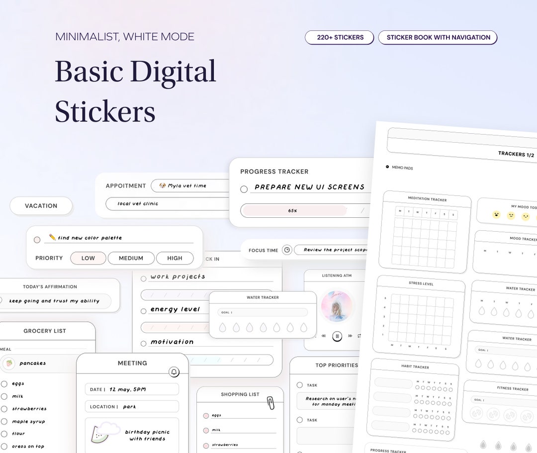 Everyday Digital Stickers for Planner Goodnotes Widget Sticker Book ...