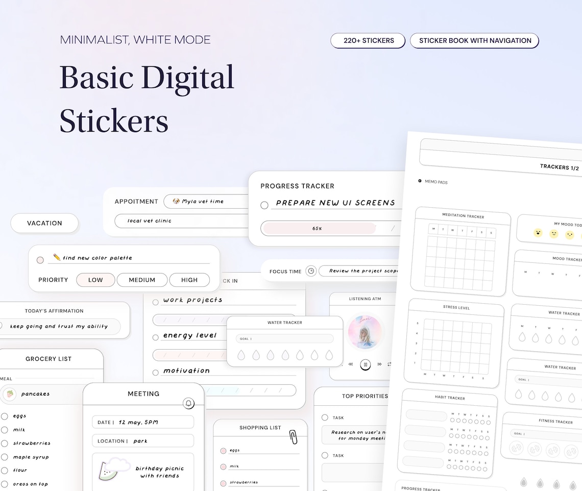 Everyday Digital Stickers for Planner Goodnotes Widget Sticker Book ...